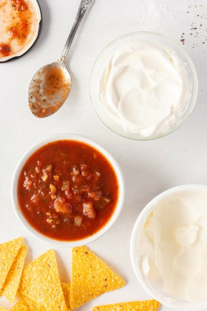 2 Ingredient Salsa Sour Cream Dip | Hot Pan Kitchen